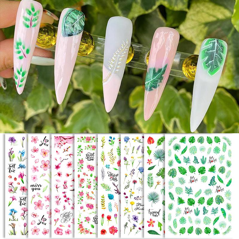 Buy 3D Nail Sticker With Colorful Flowers And Leaves Tropical Beach ...