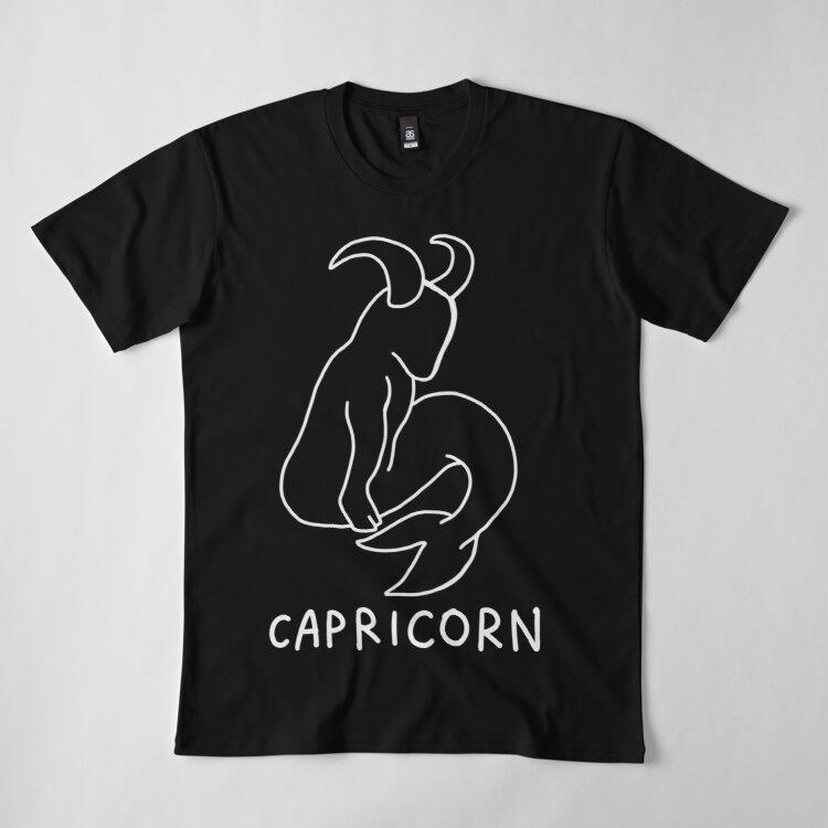 Buy Men Premium Cotton Harajuku T-Shirt Capricorn Portrait Goat With ...