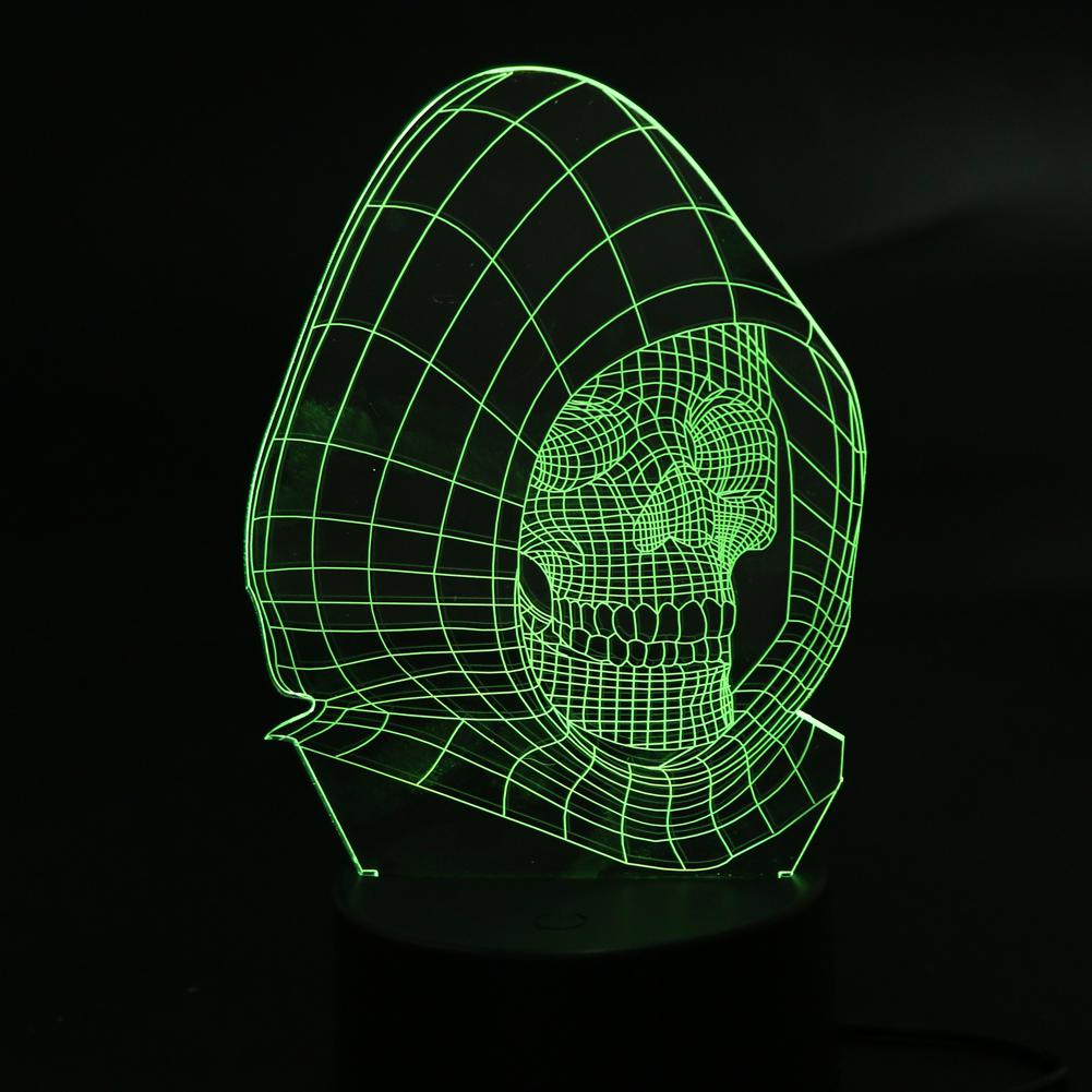 Buy Colorful 3D Skull LED Lamp Headlight Visual Creative Gift with USB ...