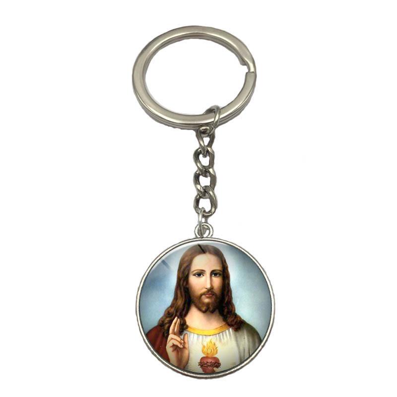 Buy Jesus Portrait Time Gem Alloy Keychain Christian Jewelry at ...