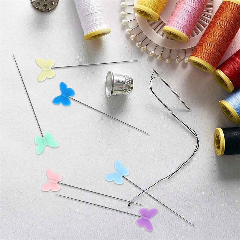 Buy 50Pcs Sewing Flowers Pin Flat Flower Bead Fixing Pin Home Stainless ...