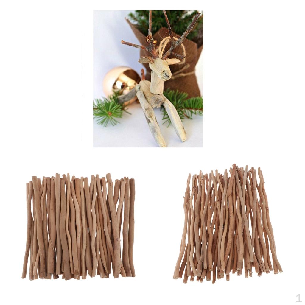 Buy 100x Natural Wood Rustic Rods DIY Wood Creative Art Woodworking ...