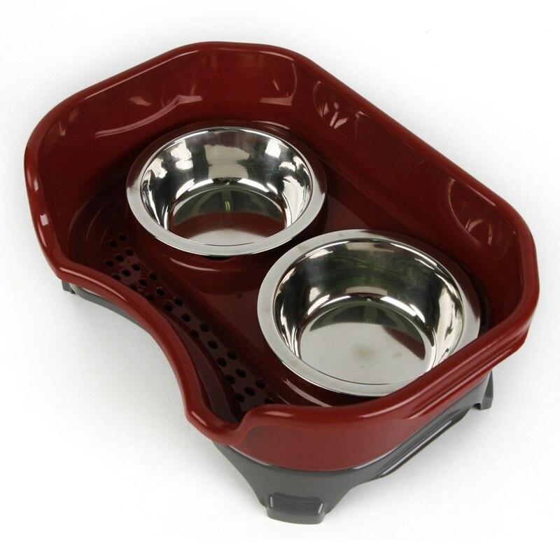 Buy Pet Stainless Steel Double Bowl with Higher Splash Proof Baffle ...