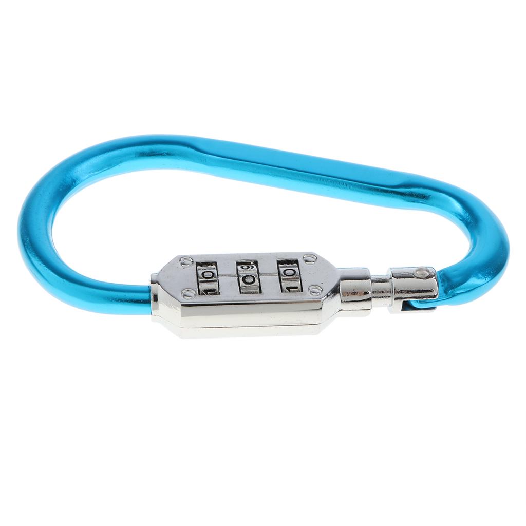 Buy Carabiner Hook Buckle Clip Keychain with 3 Digits Combination Lock ...