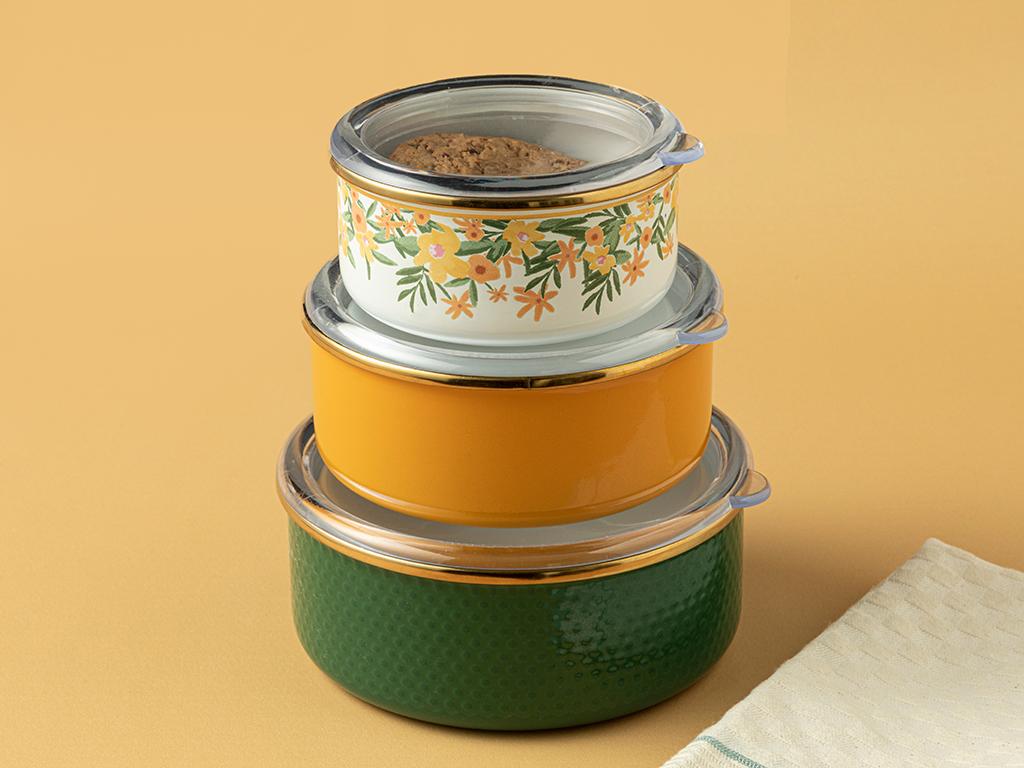 Buy ENGLISH HOME Enamel Storage Container, 3 Pieces Durable Versatile ...