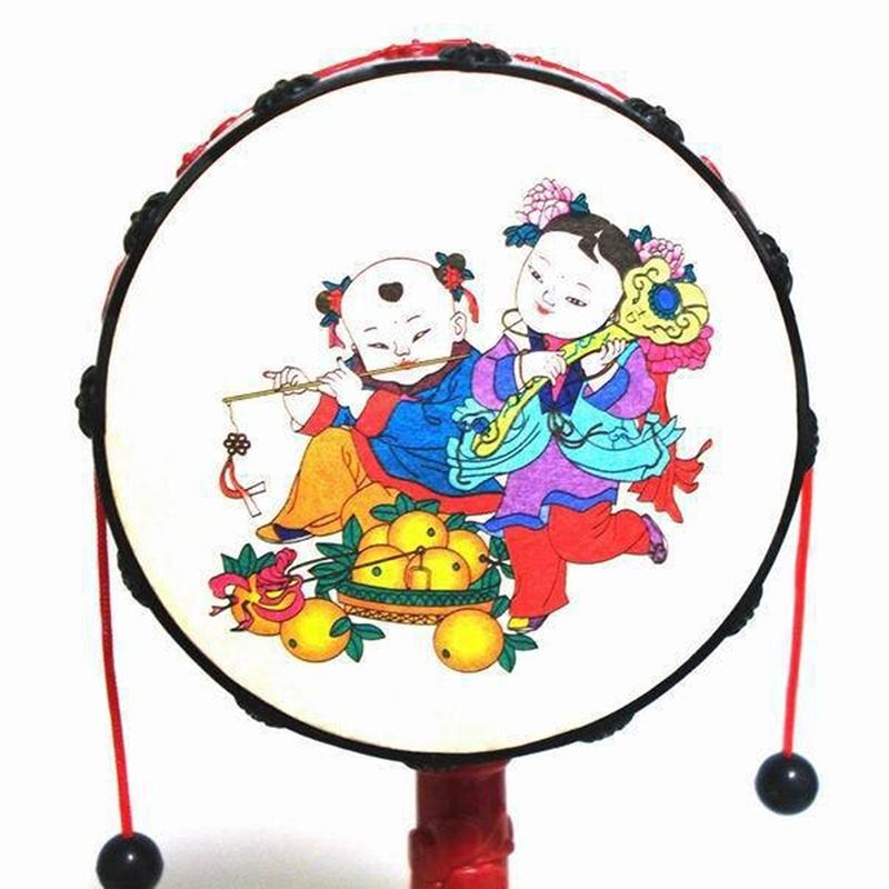 Buy Red Black Plastic Chinese Traditional Rattle Drum Spin Toy for Baby ...