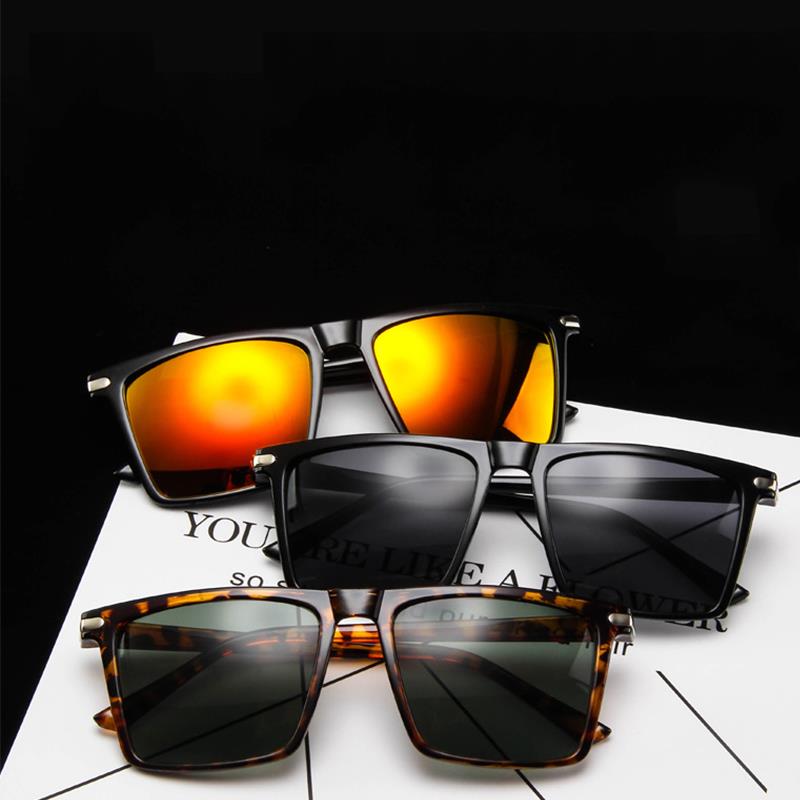 Buy Men's Square Reflective Sunglasses Large Frame Anti Glare Eyewear ...