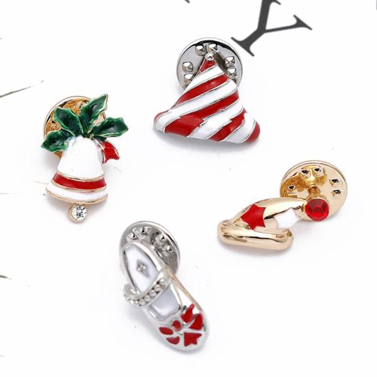 Cute Alloy Christmas Xmas Tree Santa Claus Stocking Hat Brooch Pin ...