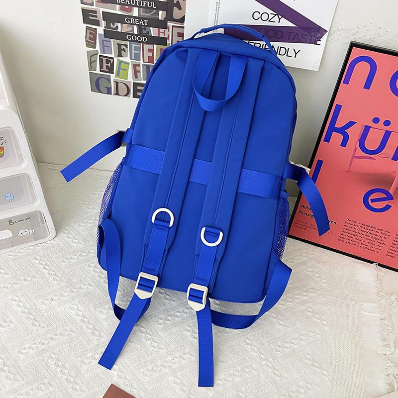 Solid Color Book Bag Large Capacity Traveling Backpack Student ...
