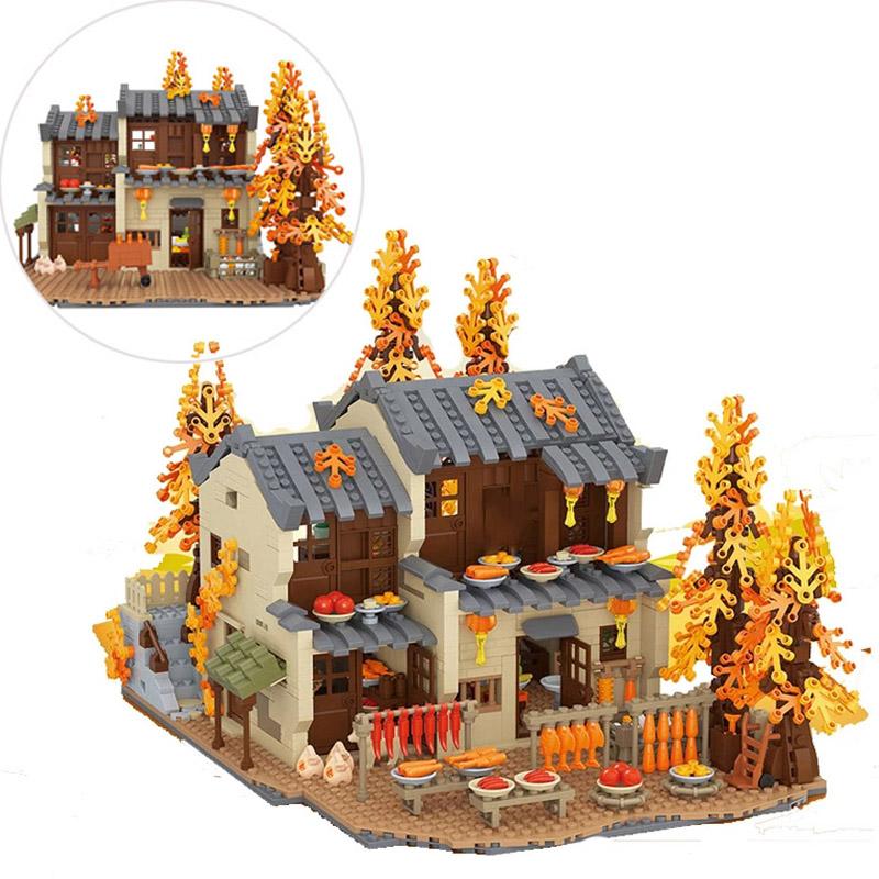 Cheap Autumn Country Chalet Mini Building Blocks Village Cottage Tree ...