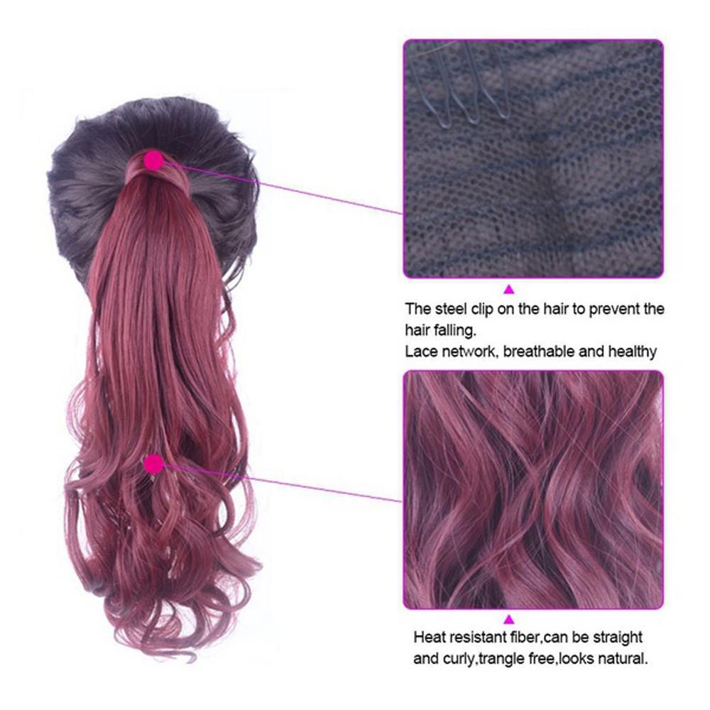 Buy Wig IC Women Girls Long Curling Wavy Ponytail Wig Claw Clip Pony ...