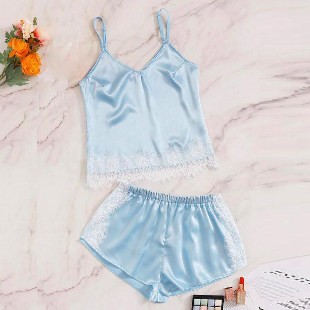 Buy New Fashion Women Lace Satin Wireless Bra Camisole Pajamas ...