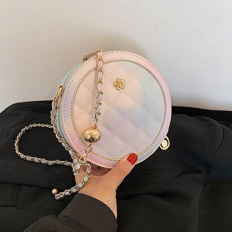 Round Gradient Pu Leather Small Crossbody Bags For Women 2021 Summer ...