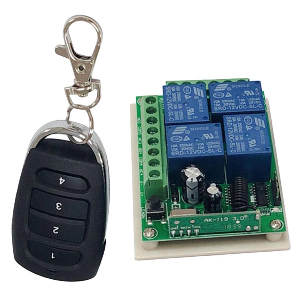 Buy 1 Pc DC12V 4CH Wireless Relay Switch with Four Button Remote ...
