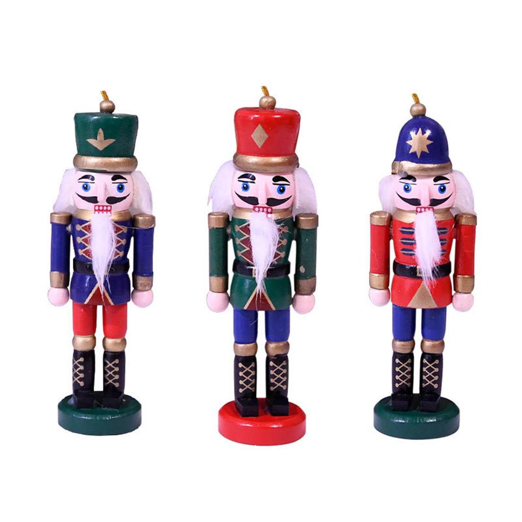 3pcs Wooden Christmas Nutcracker Sturdy Classic Ornaments with Festive ...