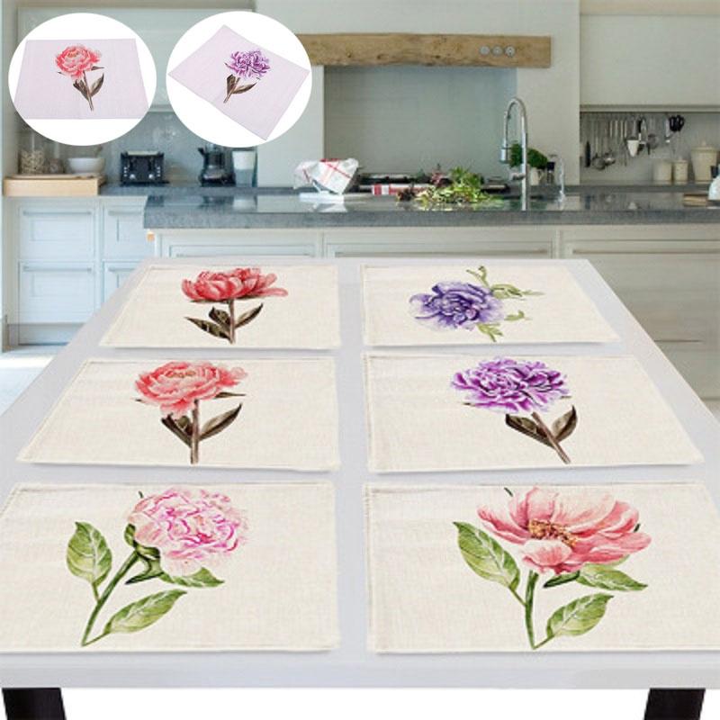 Flower Pattern Table Mat Towel Insulation Waterproof Kitchen Table ...