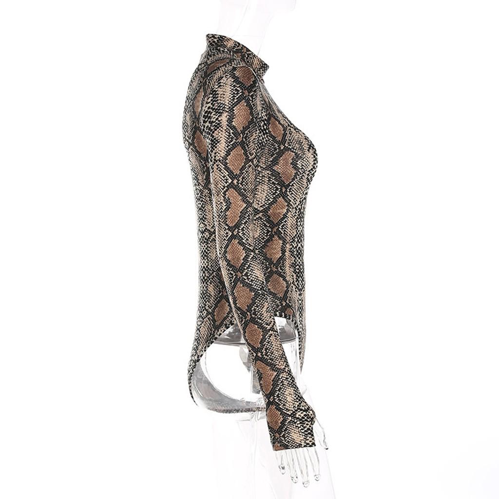 Buy New Women Sexy Snake Print Lingerie Underwear Long Sleeve Bodysuit ...