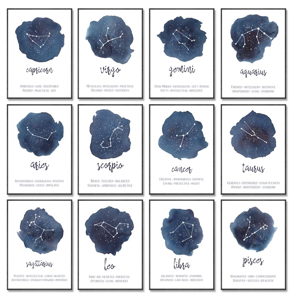 Buy Constellations New Baby Gift Canvas Print Painting Zodiac Sign ...