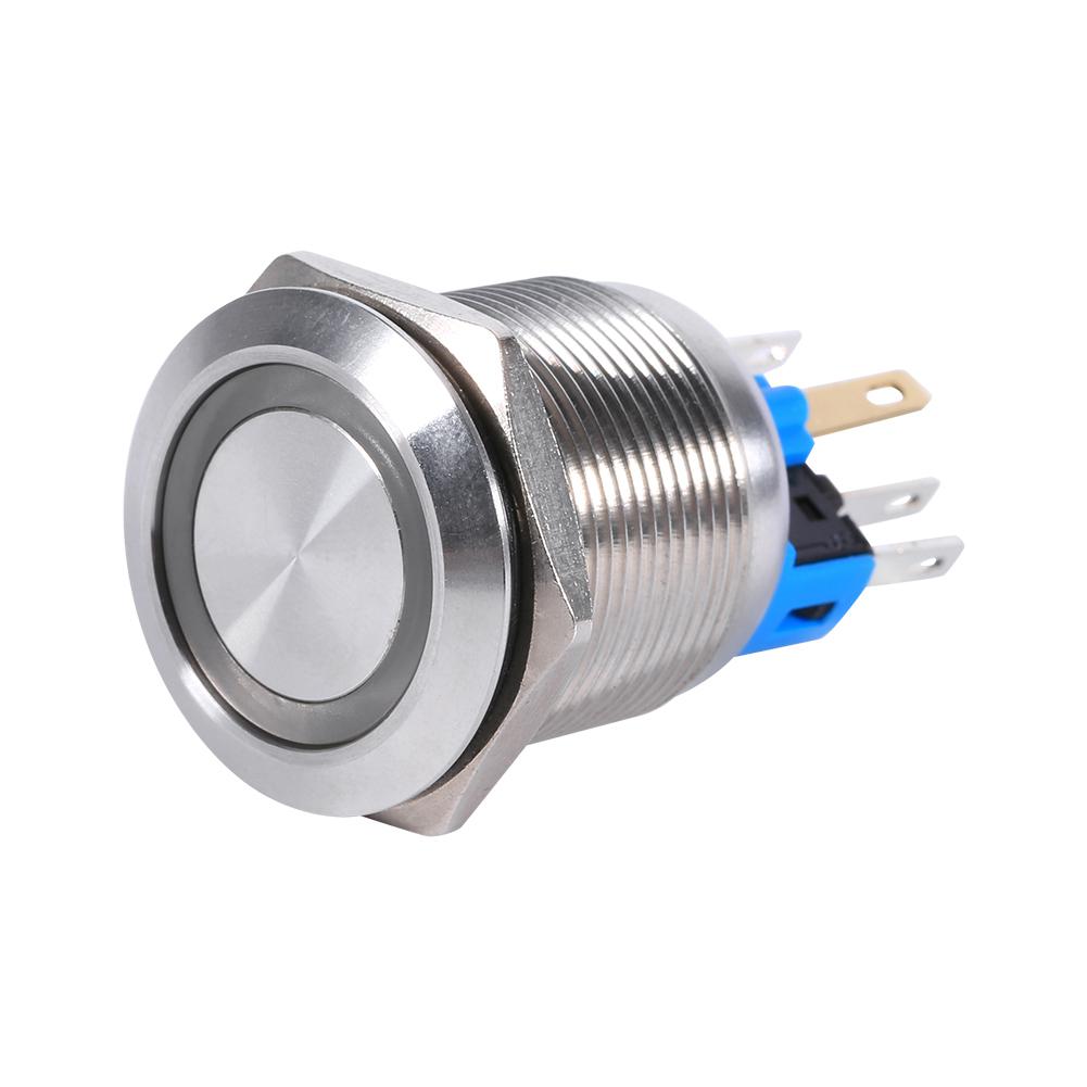Buy 22mm 12V LED 6 Pins Waterproof Stainless Self-locking Latching Push ...