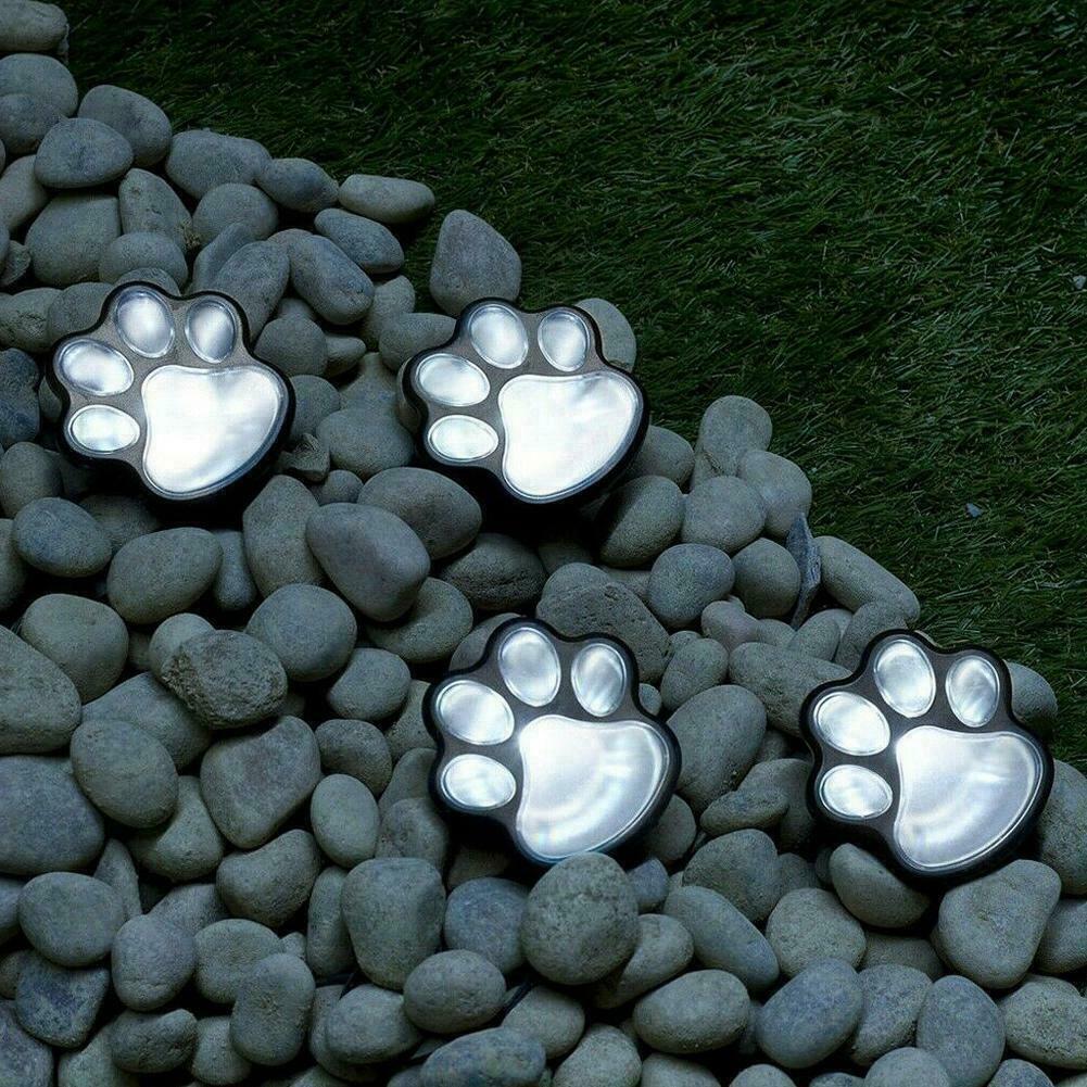 Garden Outdoor Solar Powered Dog Cat Animal Paw Print Lights LED Path ...