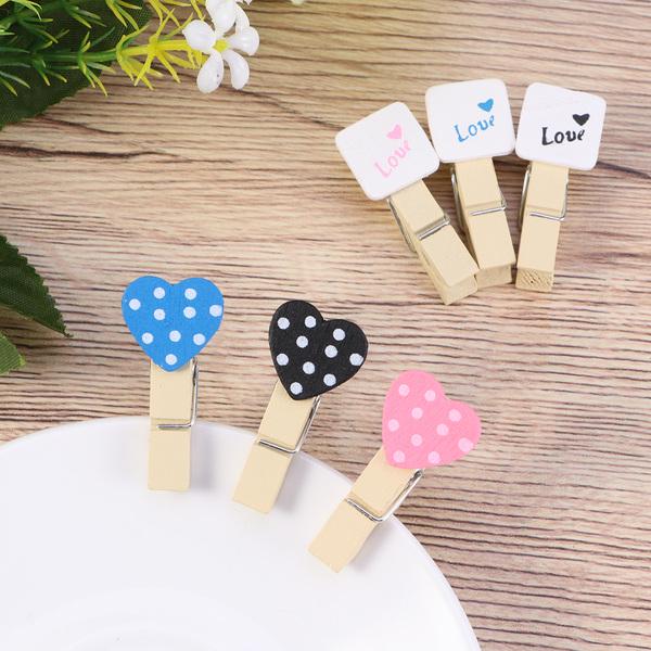 Buy 24pcs Mixed Lovely Wooden Lightweight Pin Clips Craft Clips Painted ...