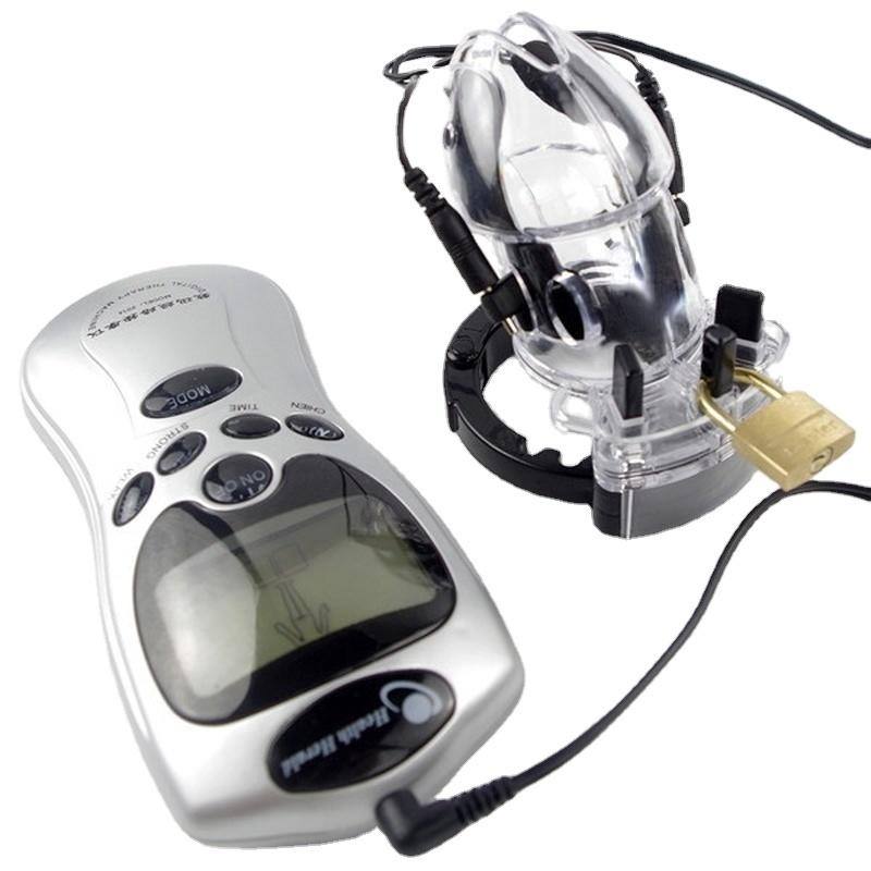 Buy Estim Male Chastity Cock Cage Lock Electro Stimulate Set at ...