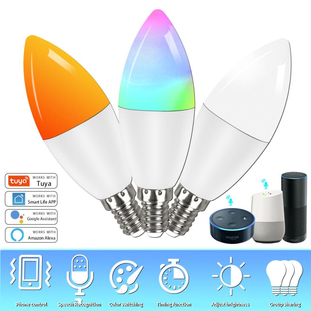 Wifi Smart Light Bulb E14 Candle Lamp RGB+CW+WW 5W 7W 9W Tuya Smart Life APP Voice Control ...