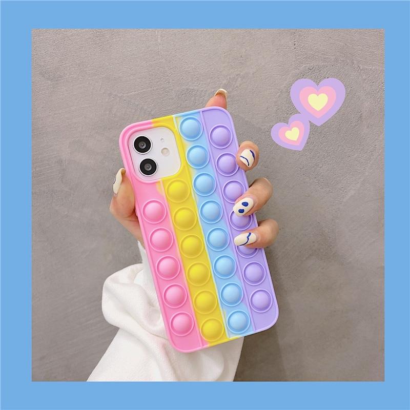 Buy Squeeze Toy Popit Push Bubble Silicone Phone Case Cover for iPhone ...