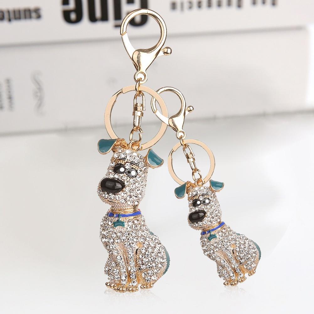 Buy South Korean Hot Crystal Puppy Dog Keychain Key Ring Trinket Purse ...
