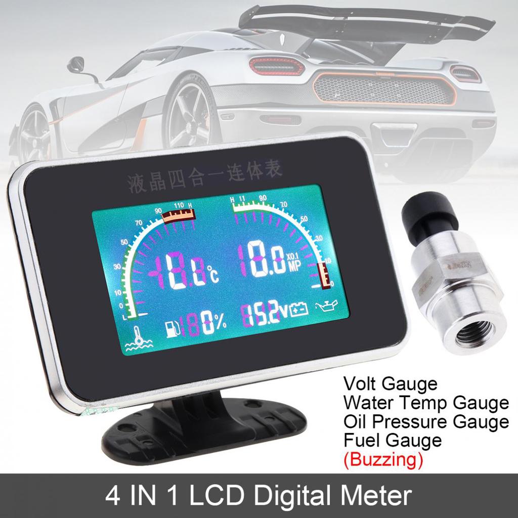 Cheap 12V-24V Universal Buzzing 4 In 1 LCD Digital Volt Gauge+Water ...