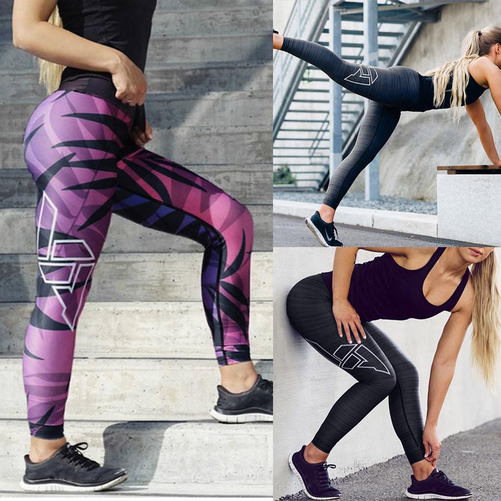 Buy Women Ladies Fashion Print High Waist Long Leggings Running Yoga ...