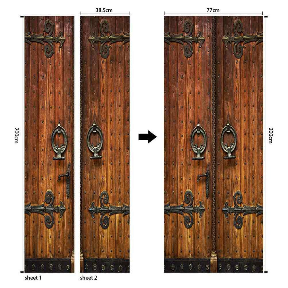 Buy 2pcs Creative Door Stickers Removable Art Door Decals Wall Stickers ...