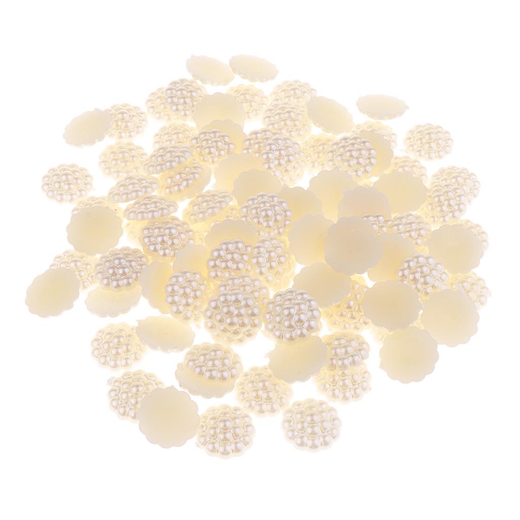Buy 100 Pieces Half Pearl Bead Flat Back Round for DIY Decoration at ...