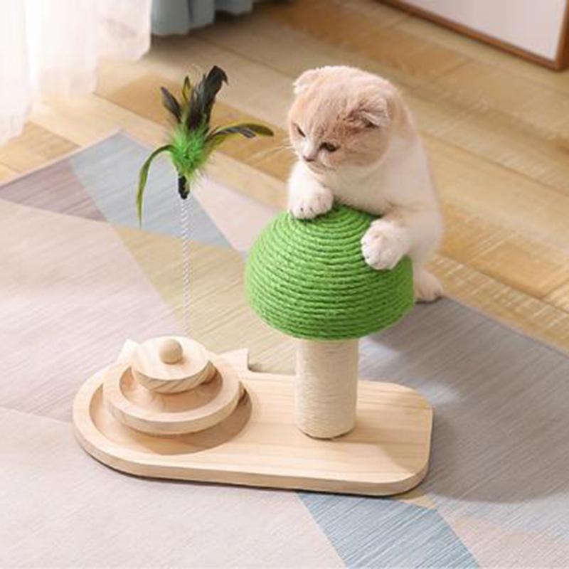 Sisal Ball Solid Wood Turntable Durable Cat Toys Cat Supplies Pet ...