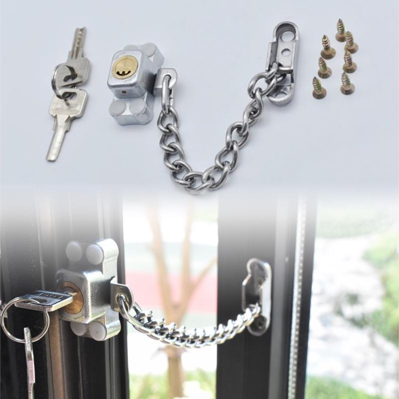 Stainless Steel Key Door High Security Safety Guard Restrictor Chain ...