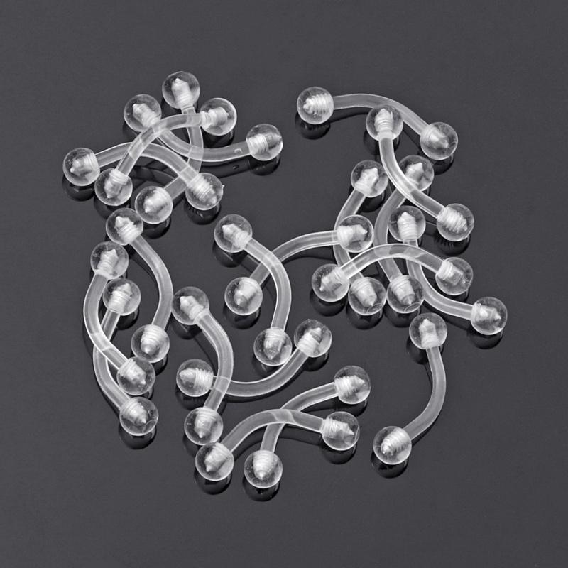 Buy 16G Flexible Acrylic Czech Bioflex Retainer Bar Lip Piercing Ring ...