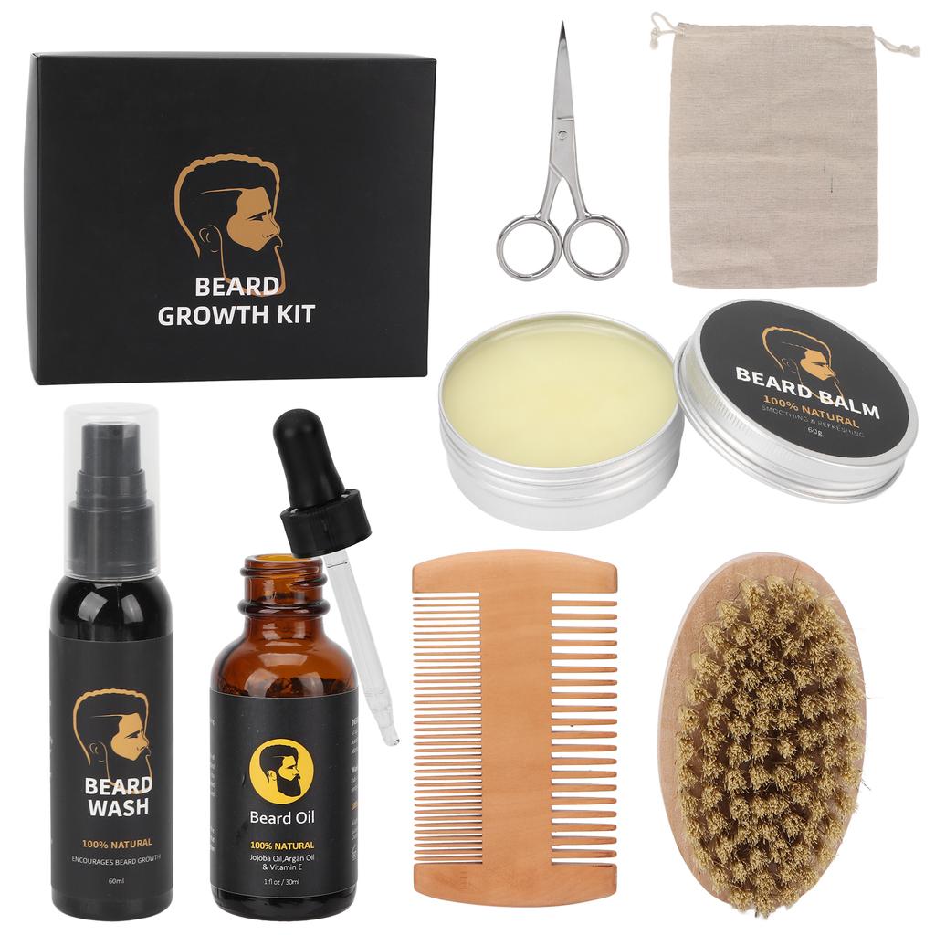 Buy 7pcs Male Beard Care Grooming Kit Professional Beard Brush Comb Oil ...