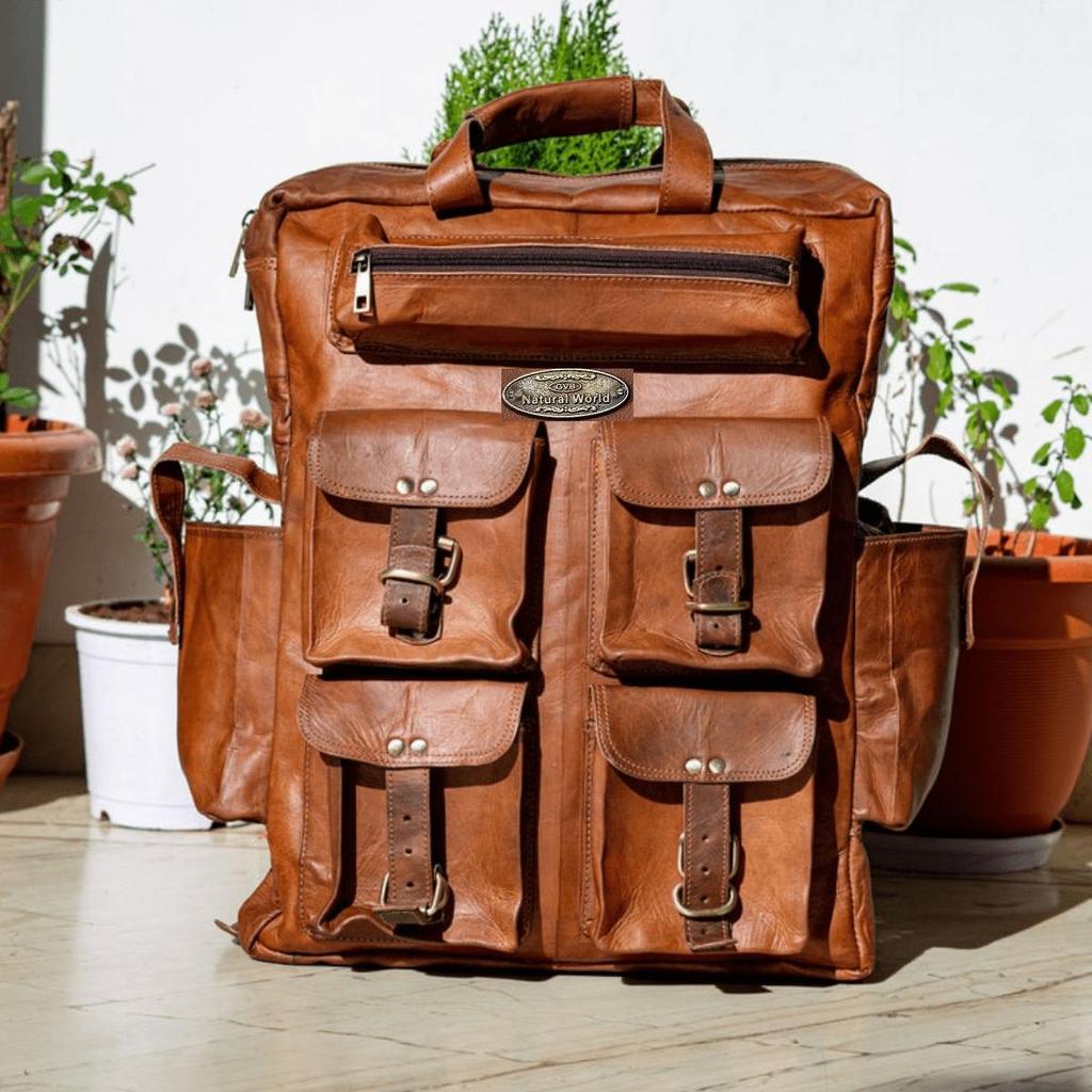 Extra Large Men's Leather Luagge Travel Weekend Rucksack Backpack Bag ...