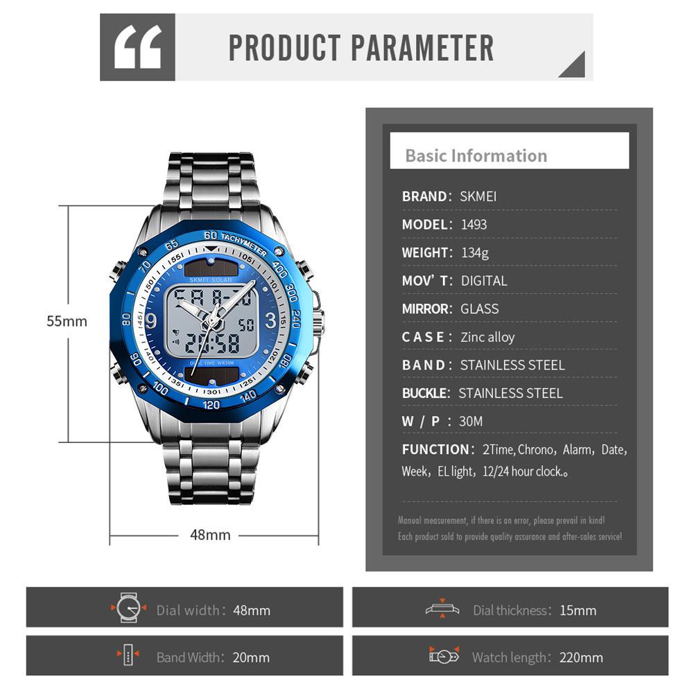 Buy Dual Solar Quartz Watch Lithium Battery Waterproof Analog Digital ...