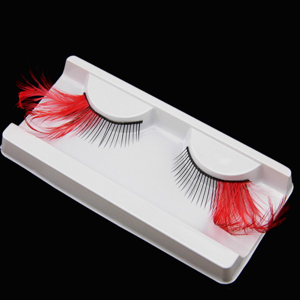 Buy False Eyelashes Colorful Feather Exaggerated Long for Carnival ...
