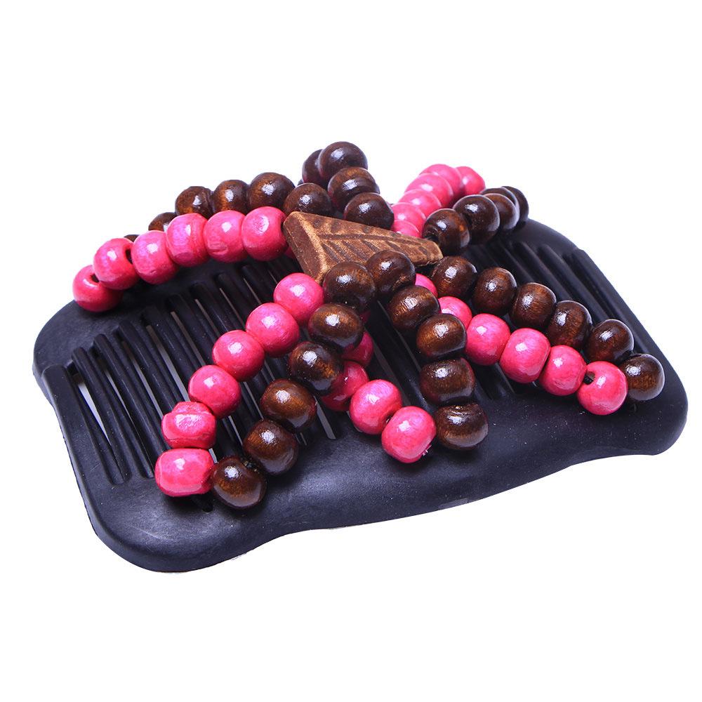 Buy Fashion Women Wood Double Beaded Hair Comb Clip Stretchy Hair Comb ...