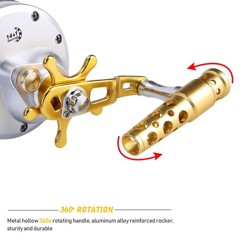 Buy 14+1BB Trolling Reels Level Wind Conventional Jigging Reel for ...