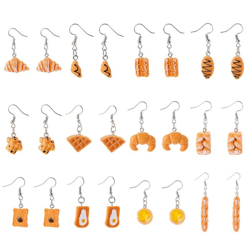 12Pair Simulation Food Croissant French Bread Toast Dangle Drop ...