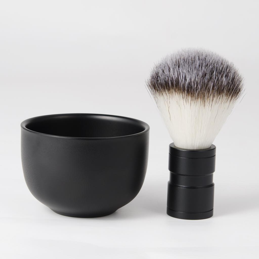 Stainless Steel Shaving Cup Cream Bowl and Brush Set Men's Beard Kit ...