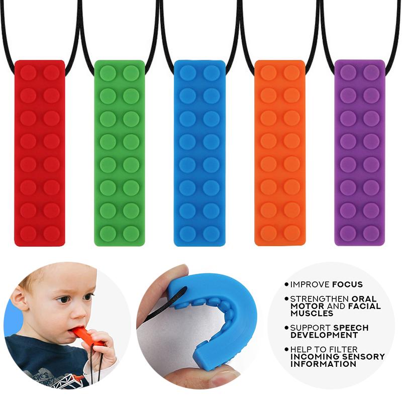 Buy PDTO Chewing Brick Silicone Sensory Chew Necklace Pendant BPA Free ...