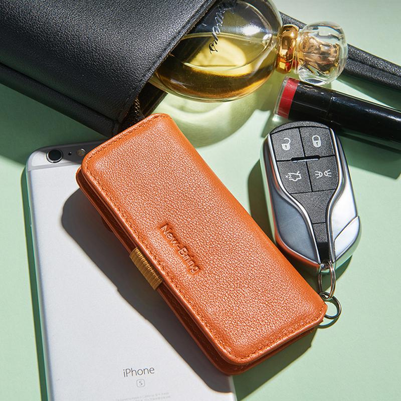 Genuine Leather Man Key Wallets Short Square Cowhide ID Card Holder ...