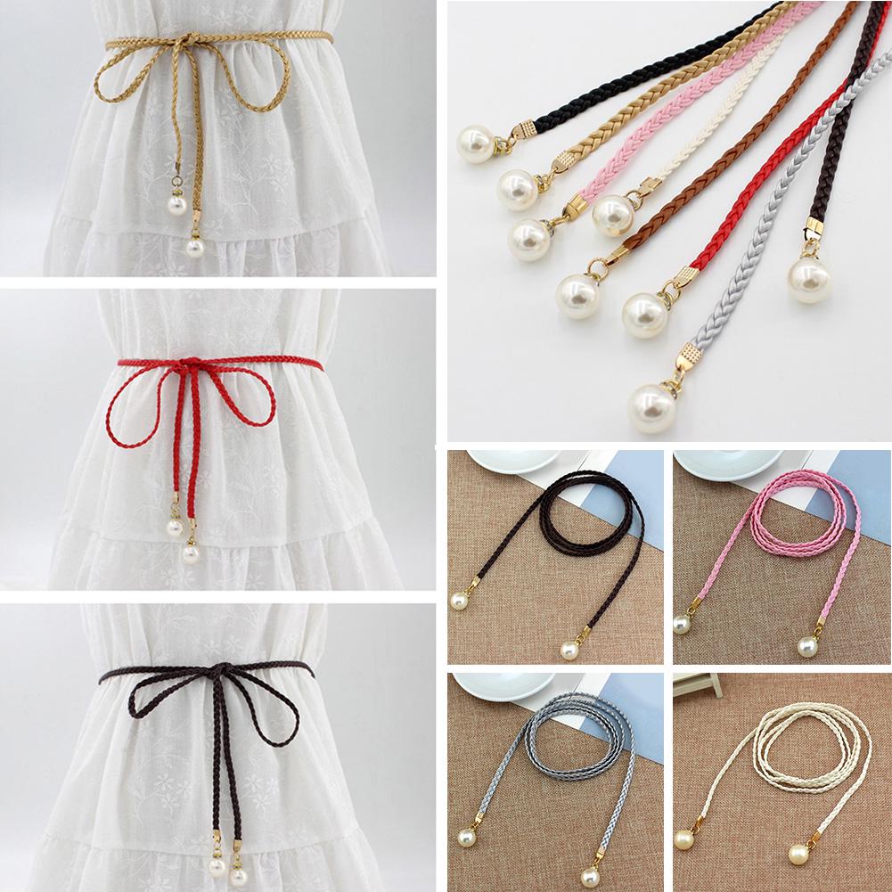 Buy Fashion Knotted Waist Chain Dress Woven Waist Rope Belt Belt Pearl ...