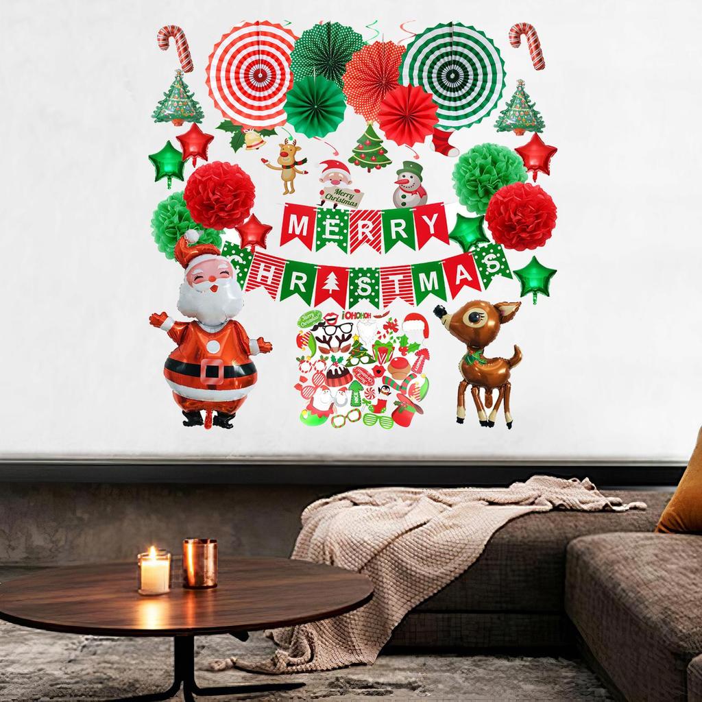 Buy Christmas Colorful Paper Fans Balloon Party Decorations Hanging ...