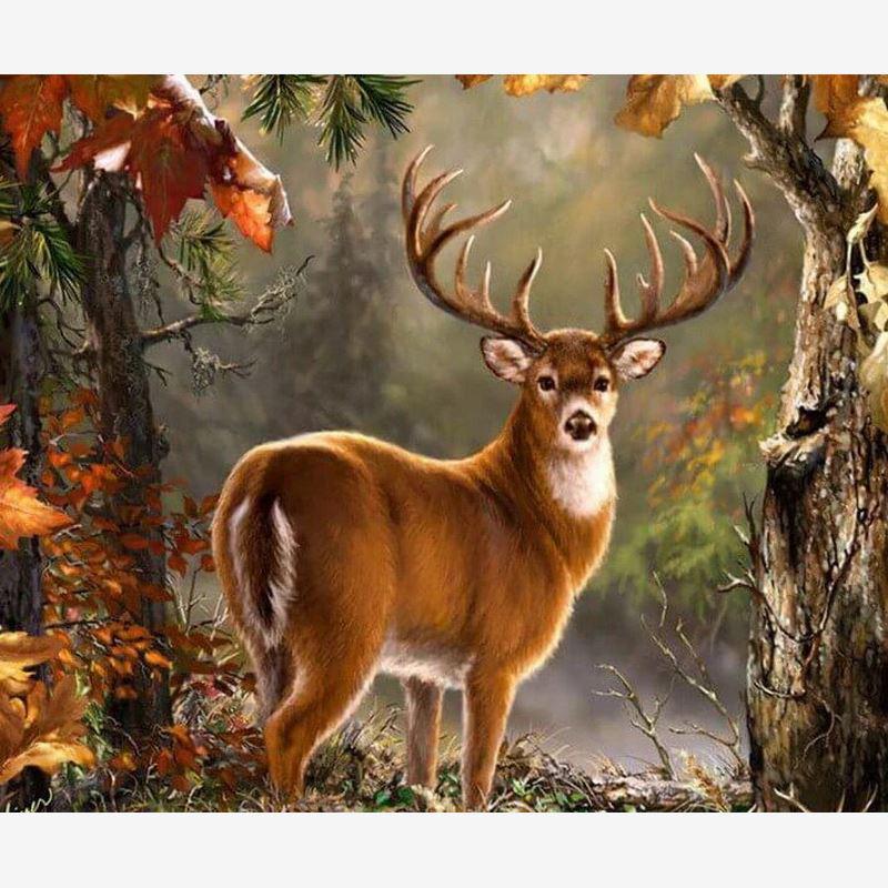 5D DIY Round Diamond Painting " Deer Turn Back"Cross Stitch Kits Home ...