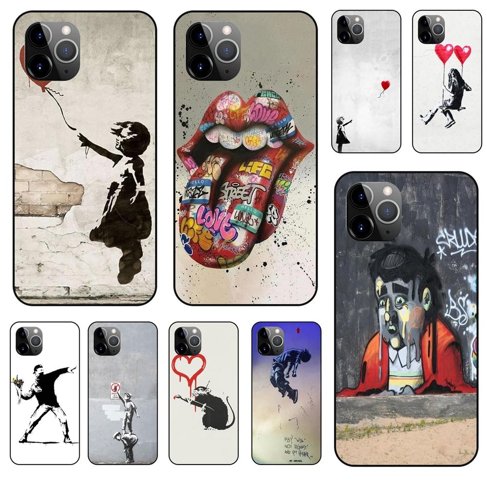 Cheap Large For iPhone 12 13 Pro Mini Max Banksy Street Art Accessories ...
